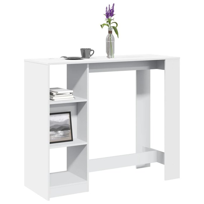 Barbord med hylla vit 124x46x103,5 cm konstruerat trä - Köp online hos ...