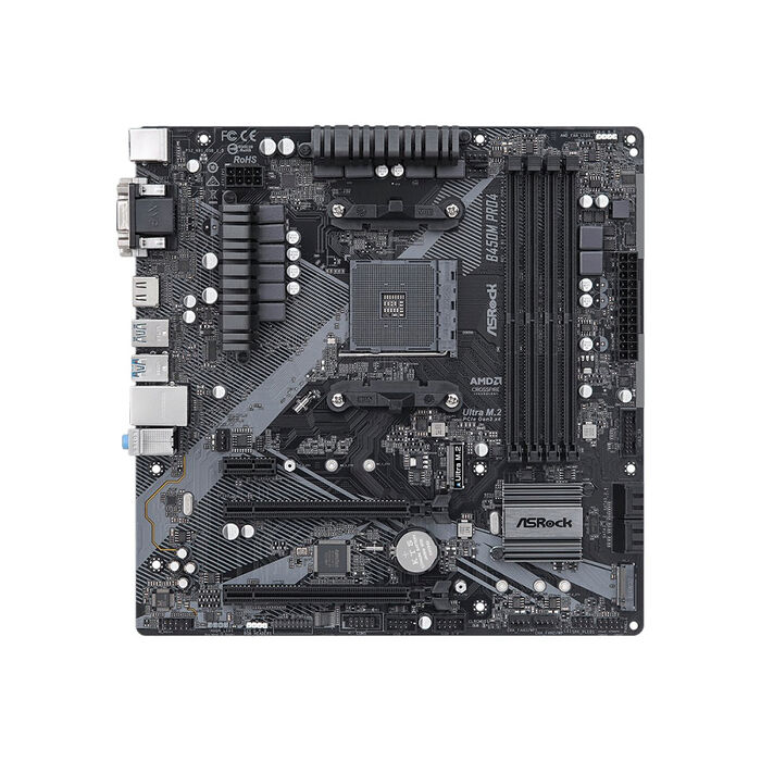 ASRock B450M Pro4 R2.0 - moderkort - micro ATX - Socket AM4 - AMD B450 ...